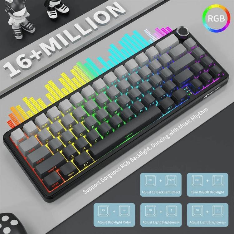 ATTACK SHARK X66 Wireless Mechanical Keyboard with Side Printed PBT Ke ...