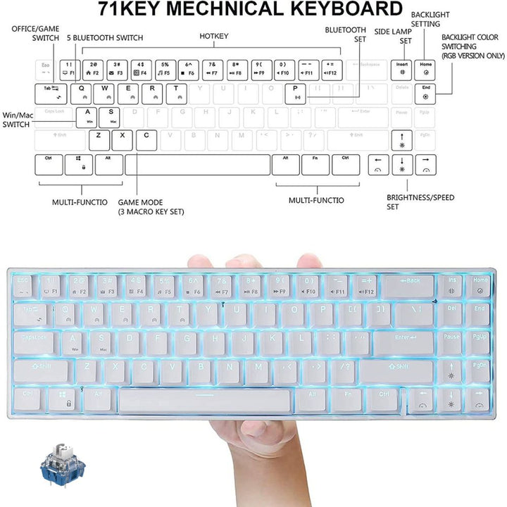 Royal Kludge RK71 TTC Silver – 70% Wireless Mechanical Keyboard | Wah ...